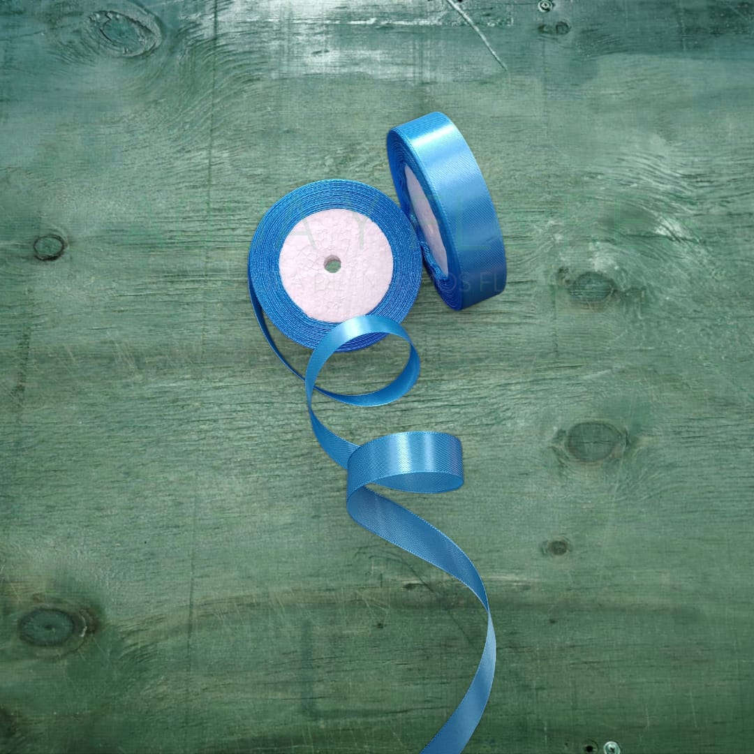 Cinta Satín 2 cm x 22.8 m Celeste - Aqua y Flores - Importadora de Insumos Florales