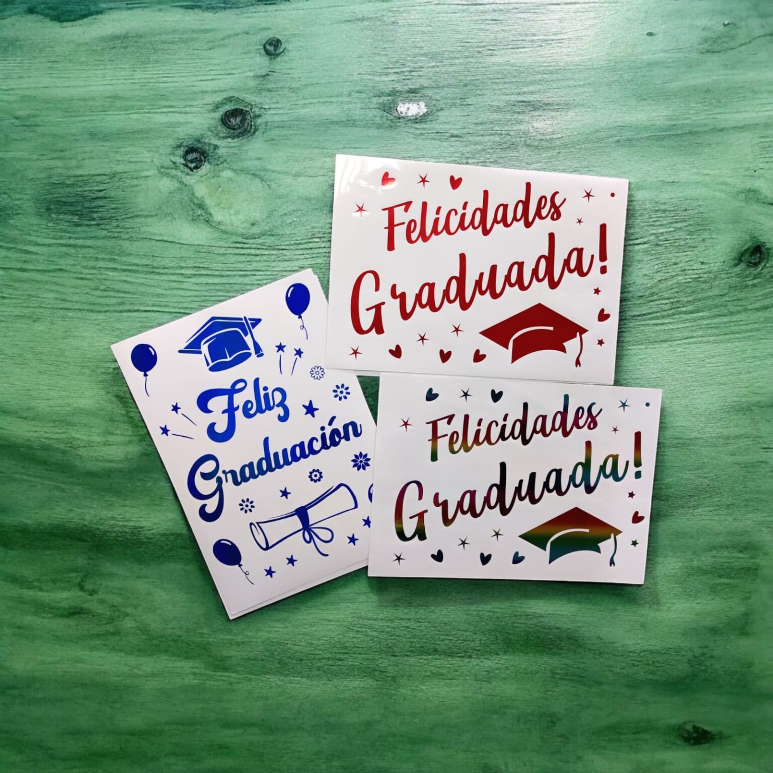 Vinilo Adhesivo Graduación Grande 5 Unid. Surt. - Aqua y Flores ...